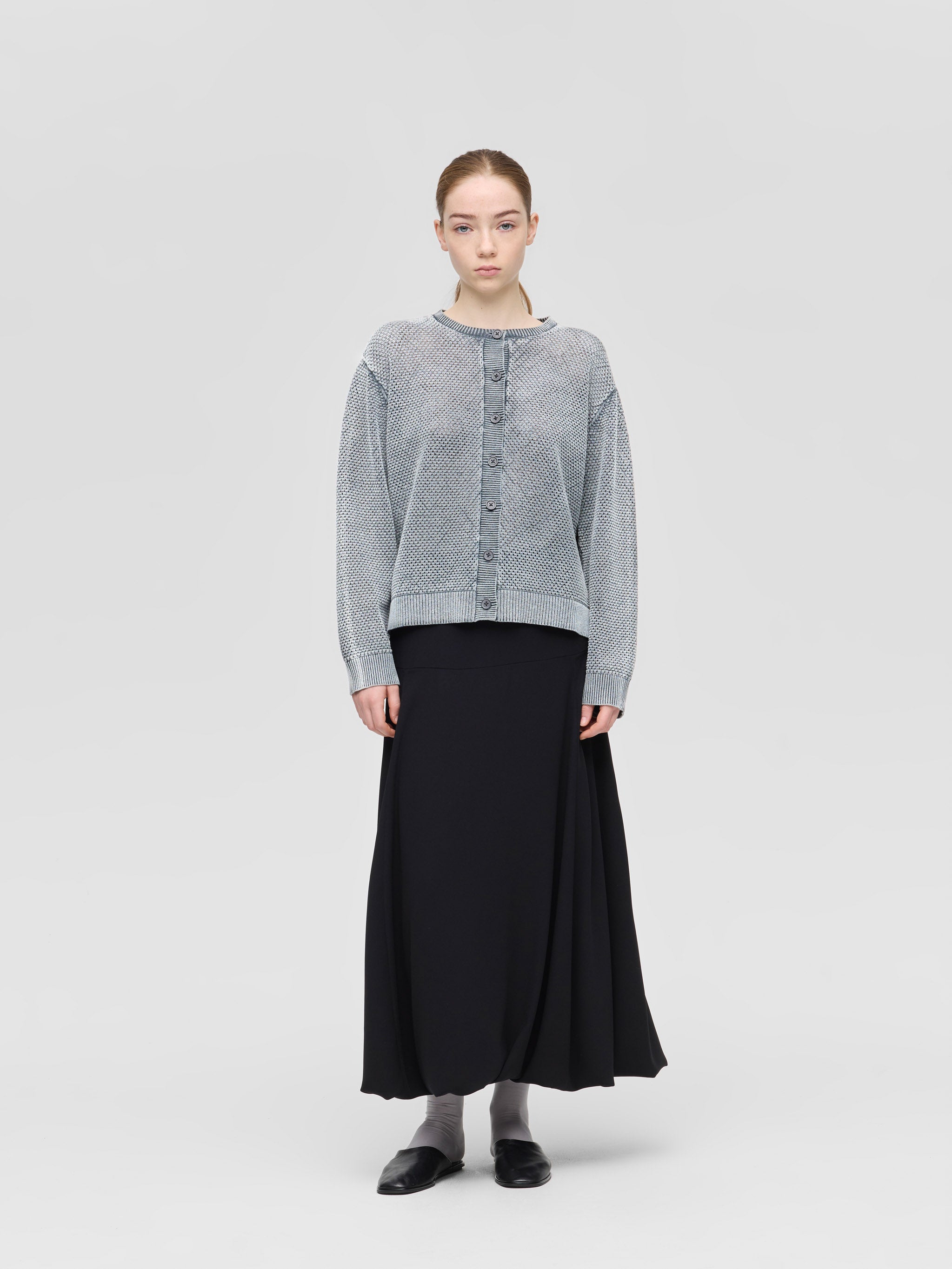 stone wash mesh crew neck C/D | 1-220068 – mizuiro ind